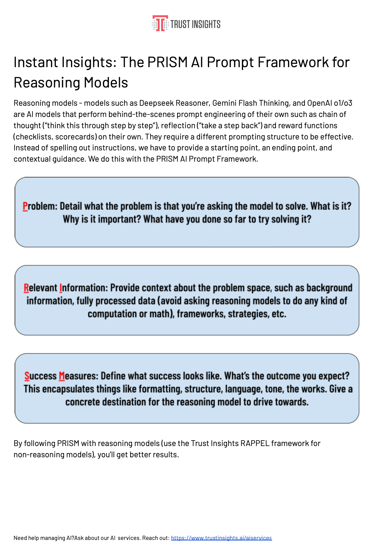 Instant Insights: The PRISM AI Prompt Framework for Reasoning Models - Trust Insights Marketing ...